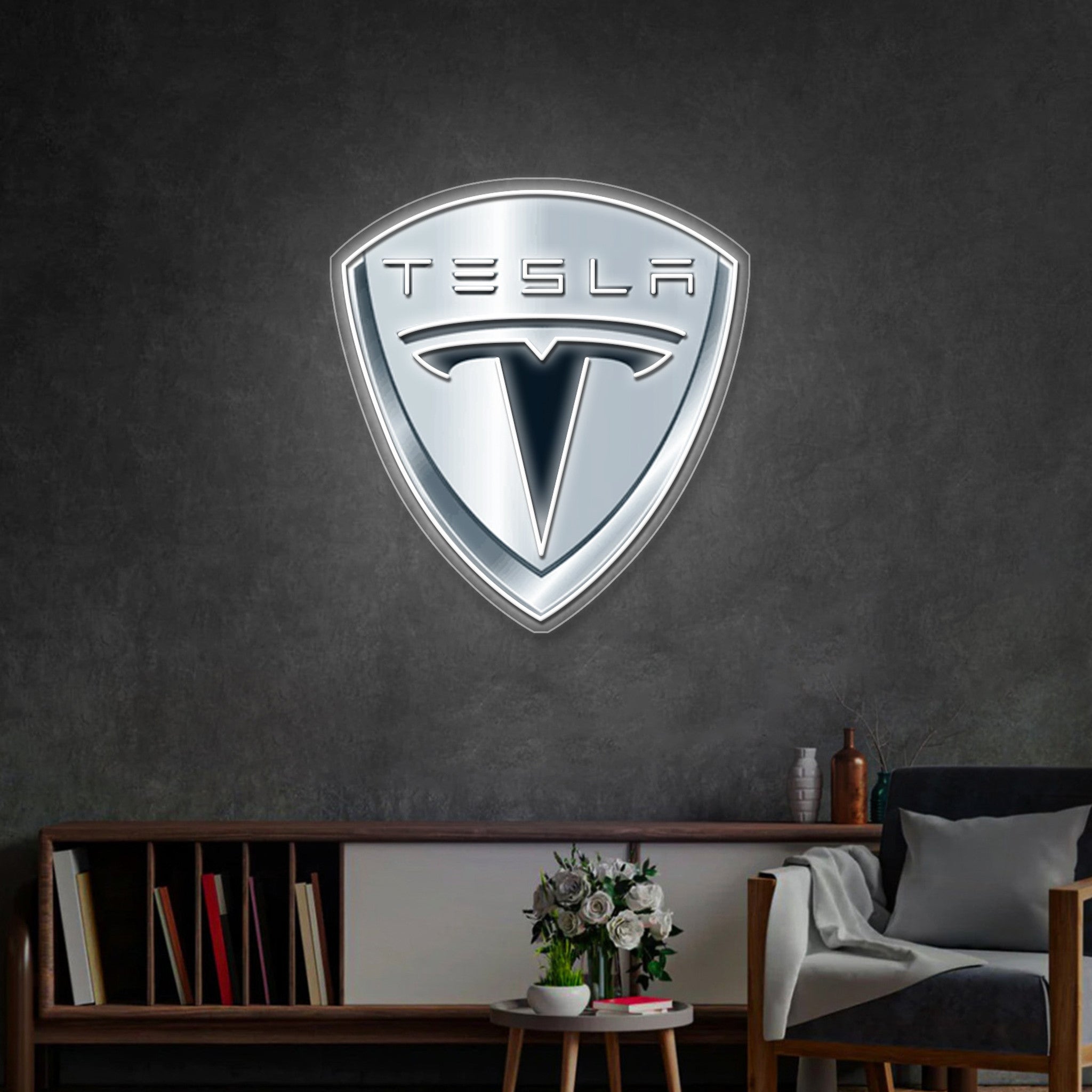 Tesla LED Neon Sign - Premium Neon Light for Tesla Enthusiasts & Garag
