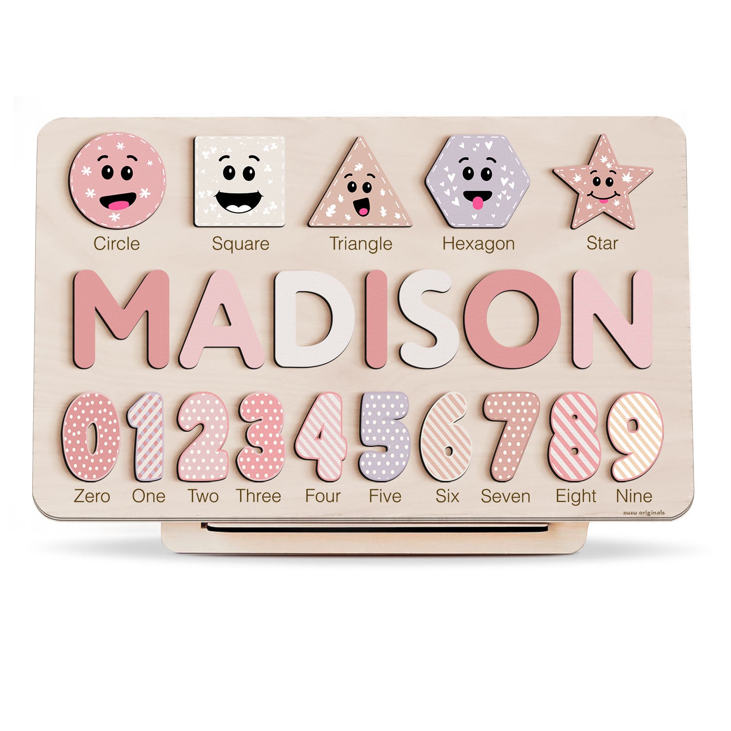 Personalized Wooden Name Puzzle with Numbers & Shapes – Imperial